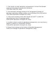 Tuitorial Quiz Operations Management Docx One Reason To Study Operations Management Is
