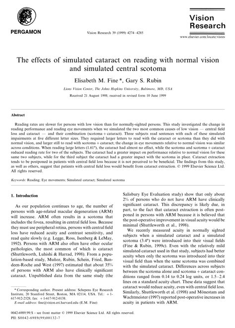 Pdf The Effects Of Simulated Cataract On Reading With Normal Vision