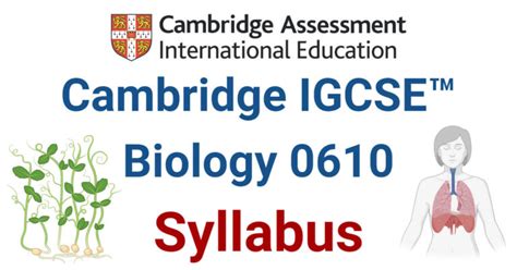 Cambridge Igcse Biology 0610 Syllabus 2023 2025