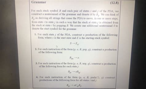 solved 5 use algorithm 12 8 to construct a grammar for