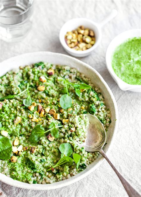 Buckwheat Risotto With Watercress Pesto And Pistachios Gf Recipe