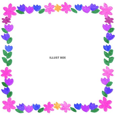 無料イラスト 正方形フレーム花むらさき