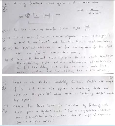 Solved Unity Feedback Control System Is Shown Below Where Chegg Com
