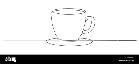 Cup Continuous Line Drawing Coffee Or Tea Cup One Line Art Vector Isolated On White Stock