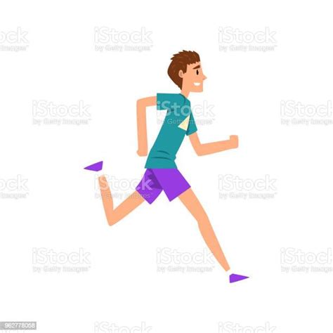 젊은 남자가 실행 흰색 배경에 활성 건강 한 라이프 스타일 개념 만화 벡터 일러스트 레이 션 남자에 대한 스톡 벡터 아트 및 기타 이미지 Istock