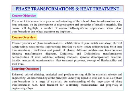 Phase Transformations And Heat Treatment Lecture Notes