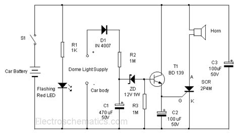 anti theft car alarm circuit