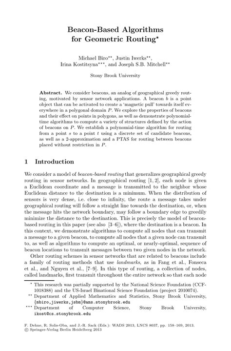 pdf beacon based algorithms for geometric routing