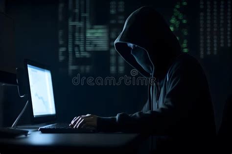Hacker Typing Computer Concept Of Cybercrime Cyberattack Dark Web Ai Generated Stock