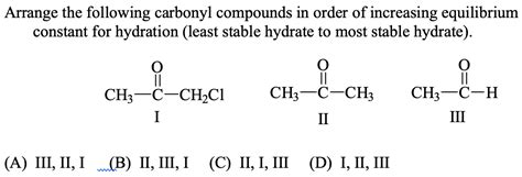 Solved Arrange the following carbonyl compounds in order of | Chegg.com