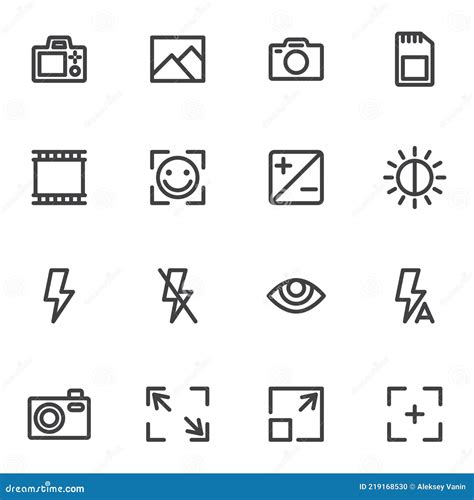Camera Settings Line Icons Set Stock Vector Illustration Of Collection Linear 219168530