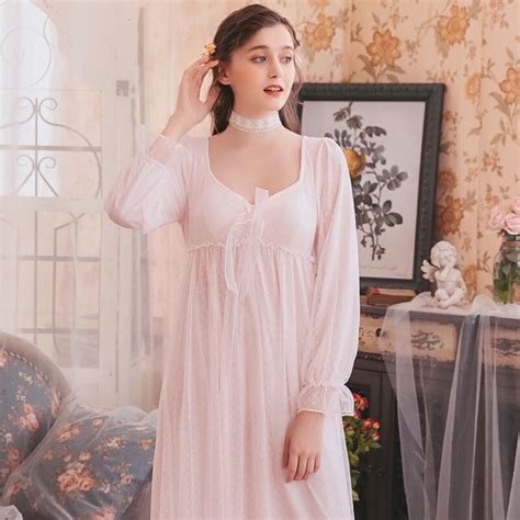 Romantic Nightgown Woman Autumn Lace Long Dress Sl Vicedeal
