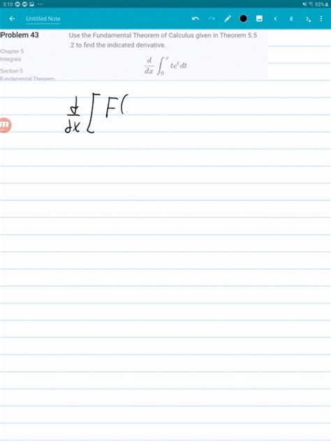 solved use the fundamental theorem of calculus given in theorem 5 5 1