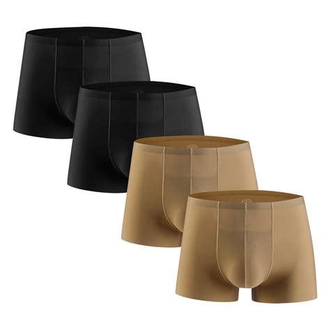 Oplxuo 4 Pack Mens Ice Silk Underwear Boxers Classic Soft Breathable