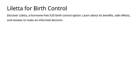Liletta For Birth Control Meds Is