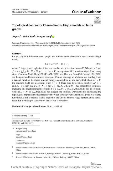 topological degree for chern simons higgs models on finite graphs