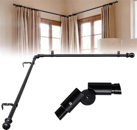 Bay Window Curtain Rods L Shaped Curved Corner Curtain Rod For Windows