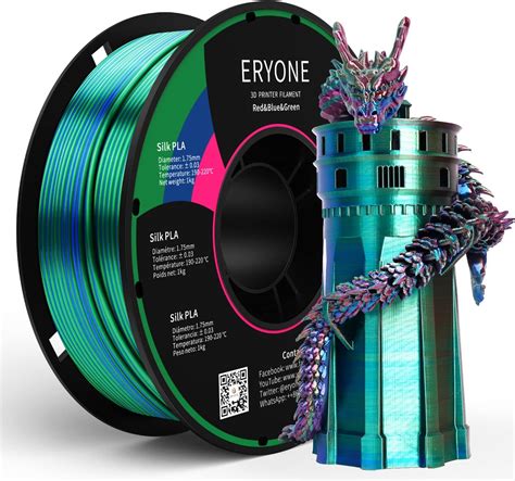 Eryone Seda Tri Color Coextrusión Pla Filamento 3d Impresora 175 Mm