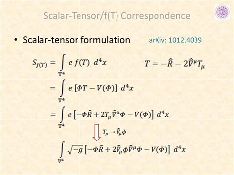 ppt scalar tensor correspondence with f t theory powerpoint