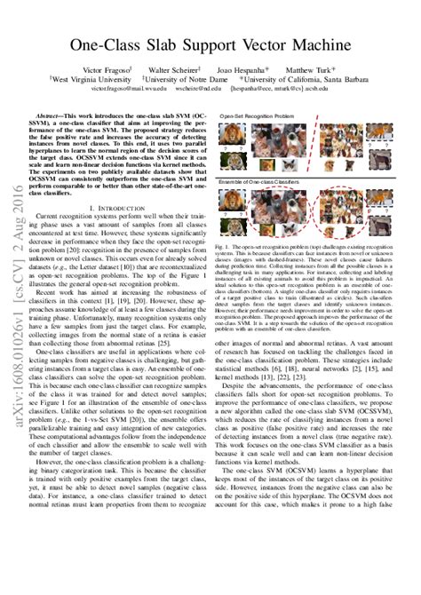 Pdf One Class Slab Support Vector Machine