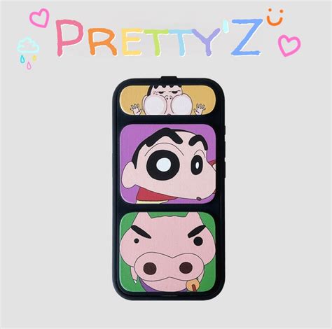 프리티즈 짱구 항공샷 폰거치대 Y2k 아이폰케이스 귀여운아이폰케이스 아이폰 16 15 14 13
