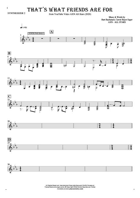 Thats What Friends Are For Notes For Synthesizer Synth Pad Halo