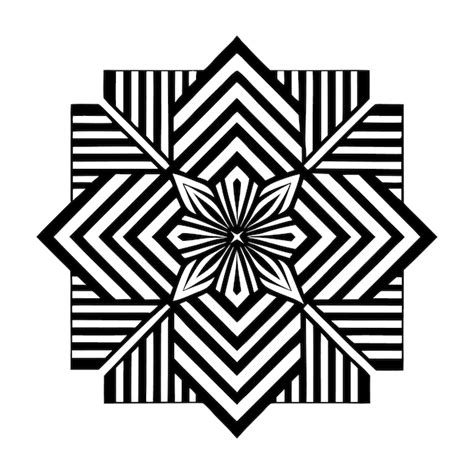 Black And White Abstract Geometric Pattern With A Starshaped Center Premium Ai Generated Vector