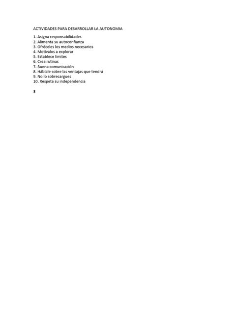 Actividades Para Desarrollar La Autonomia Pdf