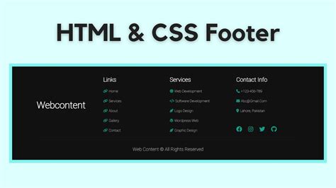 how to make responsive website footer using html and css footer