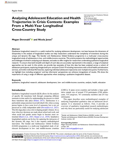 Pdf Analysing Adolescent Education And Health Trajectories In Crisis Contexts Examples From A