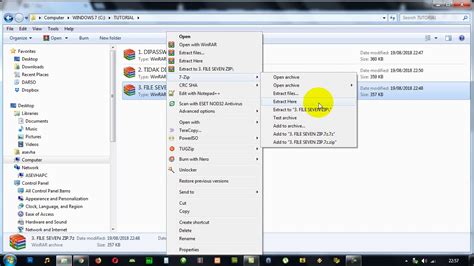 Cara Buka And Extract File Zip Rar Dan 7z Di Komputer Youtube