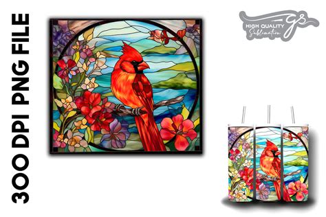 Cardinal Stain Glass Background Graphic By Glamousitasublimation