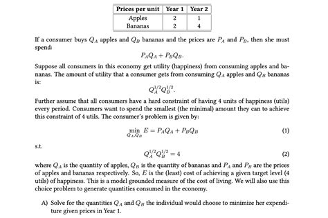 Solved If A Consumer Buys Qa Apples And Qb Bananas And The