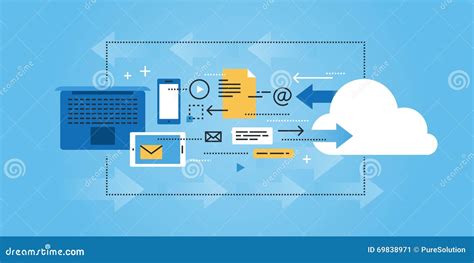 Flat Line Design Website Banner Of Cloud Computing Data Storage Stock