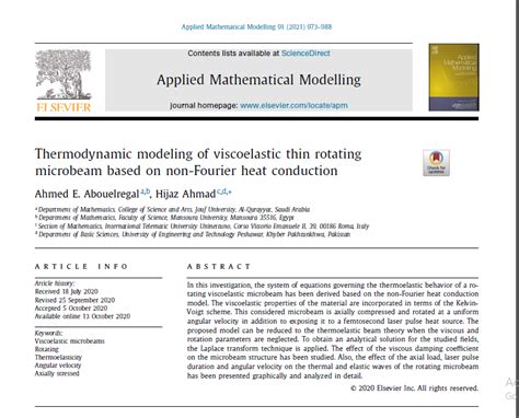 Pdf The Thermodynamic Modeling Of Exciting Rotating Viscoelastic Thin