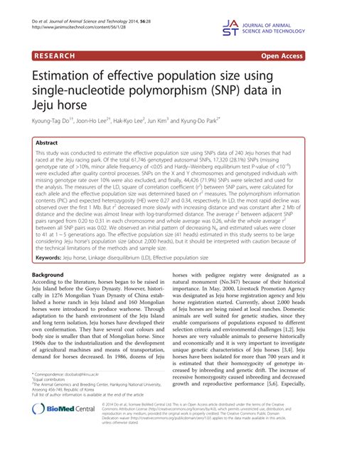 Pdf Estimation Of Effective Population Size Using Single Nucleotide