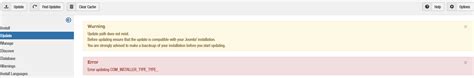 error updating com installer type type ltheme