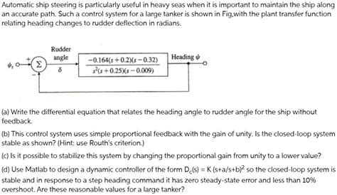Solved Please Use Simulink To Solve The Problem Automatic Ship