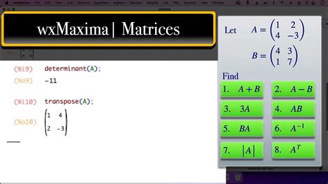 Wxmaxima Matrices Youtube