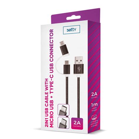 Setty Usb Multikabel 2a 1m Usb Cmicrousb Sort 39 Dkk