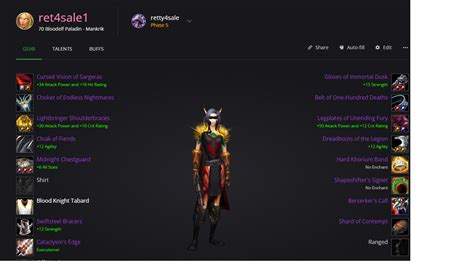 SOLD H Ret Pally Geared With Some BiS EpicNPC Marketplace