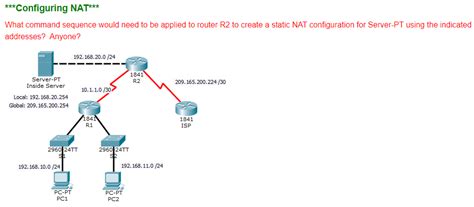 Configuring Nat What Command Sequence Would