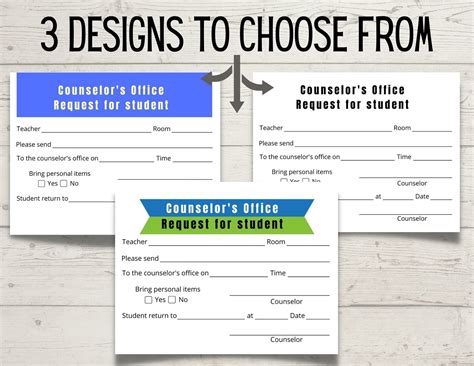 School Counselor Student Request Pass Form Personalized For Educators