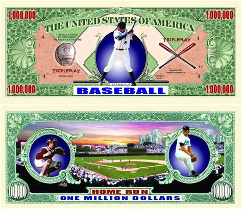 Baseball One Million Dollar Bill American Art Classics