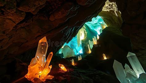 Crystal Cave Interior Glowing Gems Underground Wonder Magical Grotto