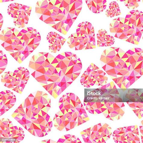 다각형 심장 와이어 프레임 메쉬형 다각형 요소 발렌타인 데이 이음새 없는 패턴 2차 도형에 대한 스톡 벡터 아트 및 기타 이미지 2차 도형 과학 기하 도형 Istock
