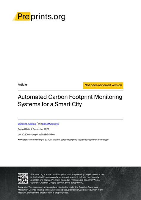 Pdf Automated Carbon Footprint Monitoring Systems For A Smart City