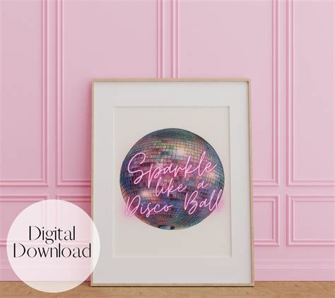 Disco Ball Poster S Print Pink Disco Ball Poster Print Retro Style Poster Trendy Wall Art