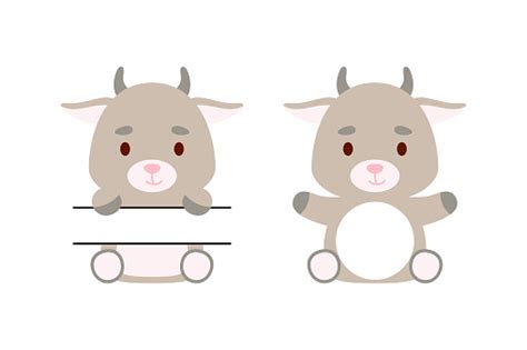 귀여운 작은 염소 분할 모노그램 아이들 티셔츠 보육원 장식 베이비 샤워 인사말 카드 초대장 스크랩북 가정 장식을위한 재미있는