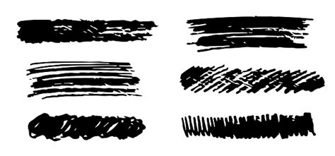 Set Of Grunge Textures Brushes Charcoal Pencil Shading Strokes Black